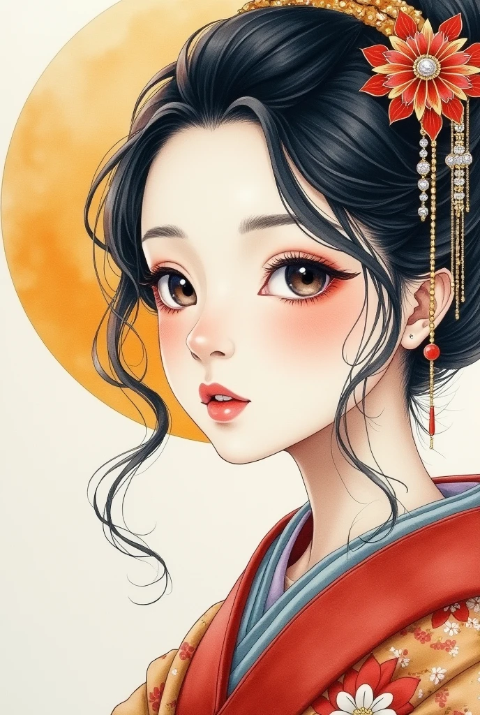 A close-up of a beautiful Japanese woman dressed as an oiran - SeaArt AI