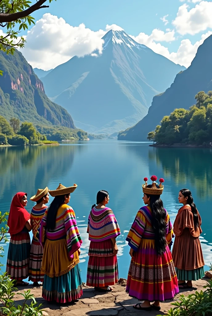 Lake Atitlan: A landscape of the lake surrounded by mountains and ...