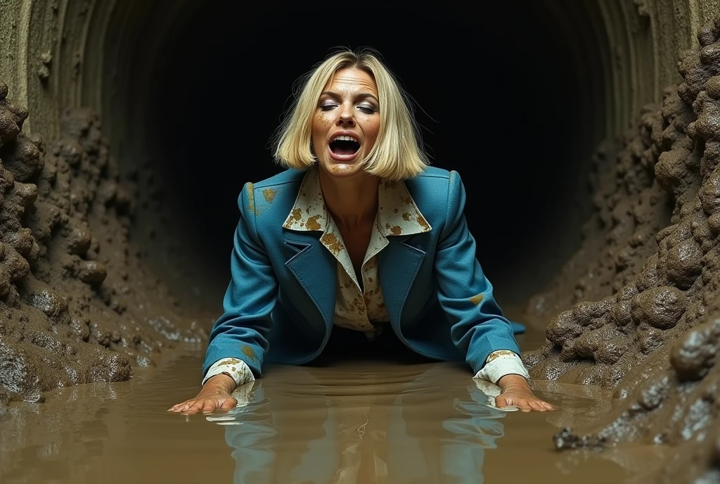 (photorealism:1.2), Dirty covered of mud and grease hair. Blonde 1977 ...