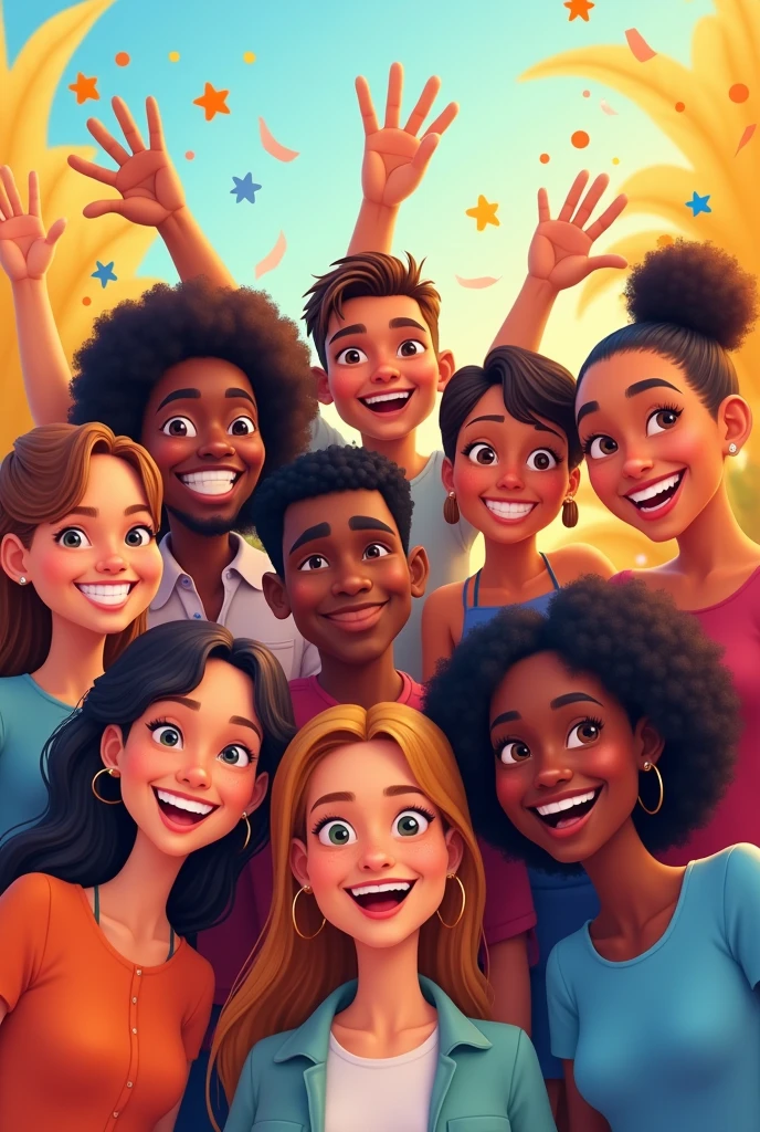 “An animated cartoon-style image representing equality, showing many ...