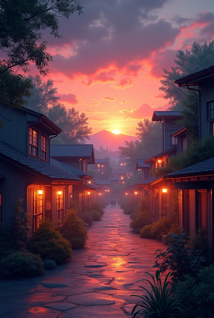 6pm sunset with many lights - SeaArt AI