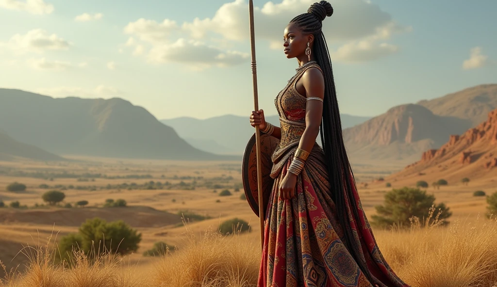 A proud princess in a gown with traditional Eswatini patterns - SeaArt AI