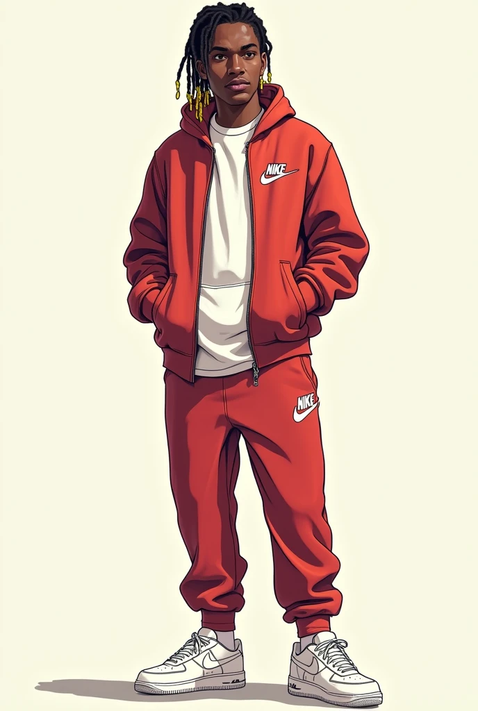 Create an urban-style character, standing confidently. He wears a Nike ...
