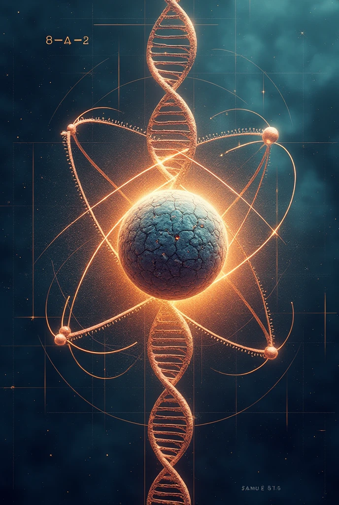 Show dirac equation, decorated with an atom and DNA logo type - SeaArt AI