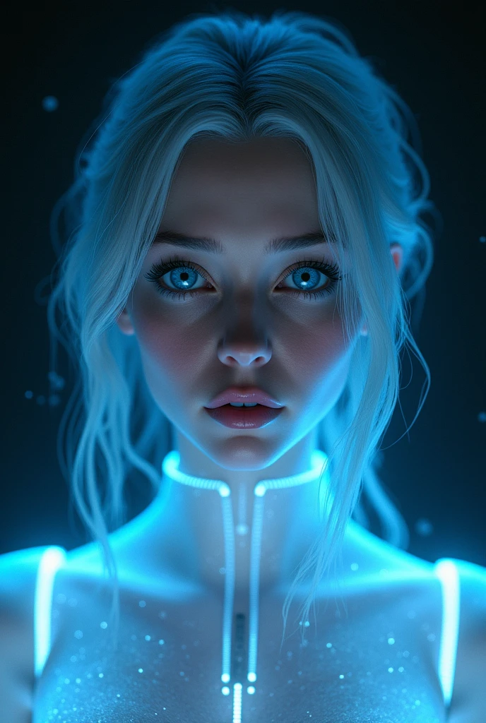 A closeup of a woman (3D hologram), Cortana, Cortana de halo 4 - SeaArt AI