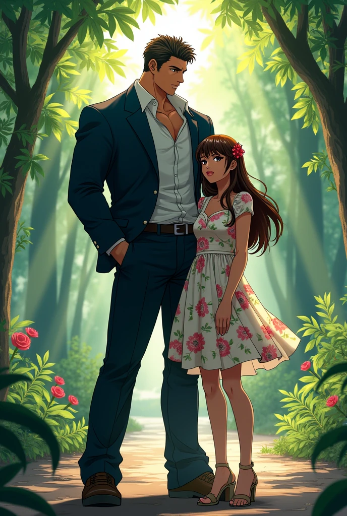 Anime handsome bodyguard with his gf - SeaArt AI