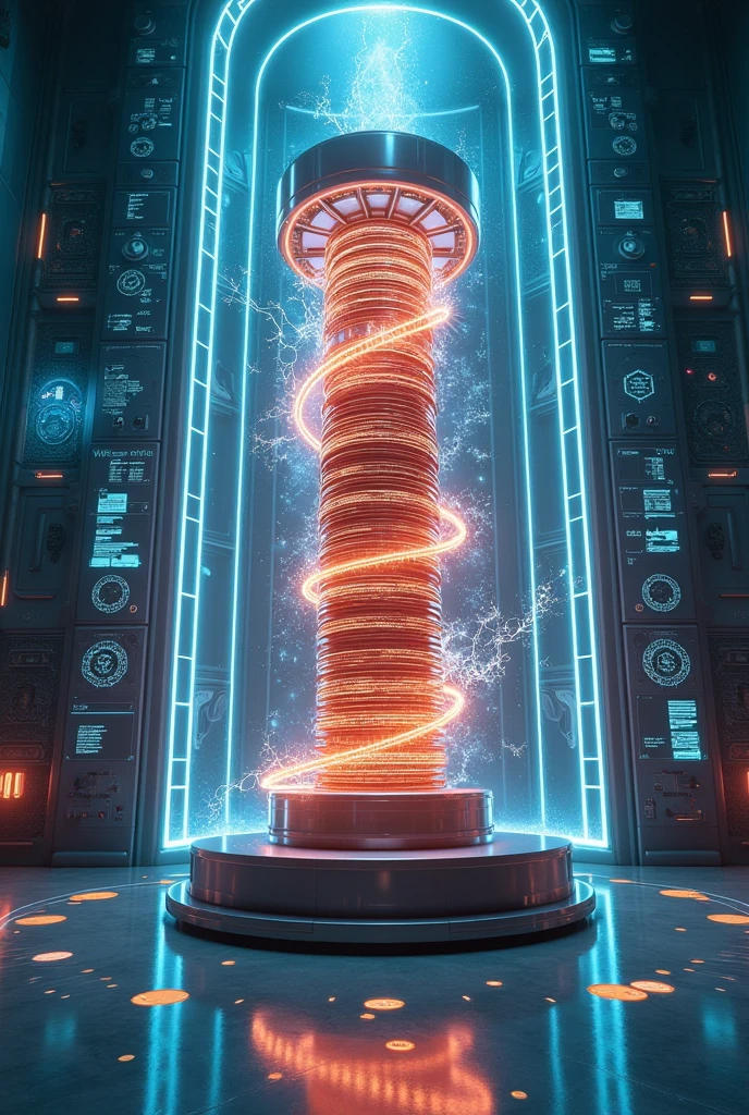 Tesla coil showing future technology with labelled diagram - SeaArt AI