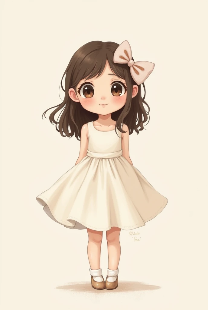A sweet girl in the style of the second dimension，Wearing a white dress ...