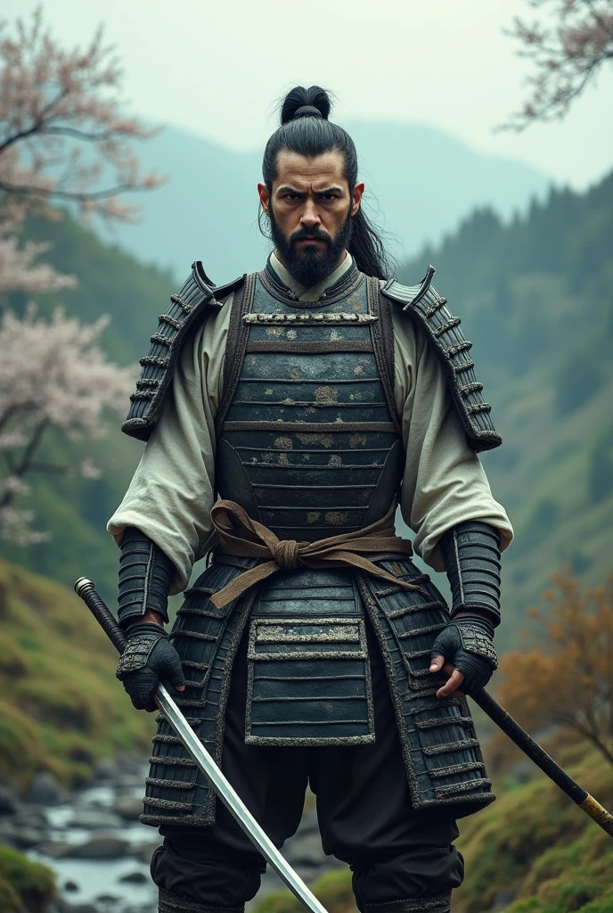 White samurai man, 8k wallpaper, [1:1] size - SeaArt AI