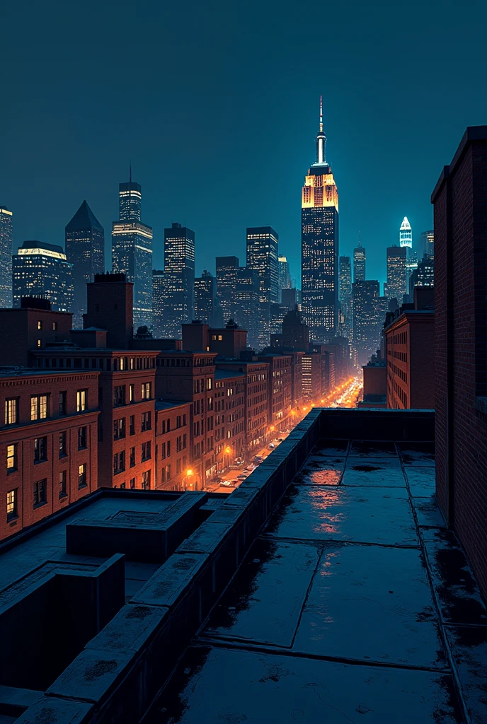 Just an empty rooftop edge from a building at night in new york in ...