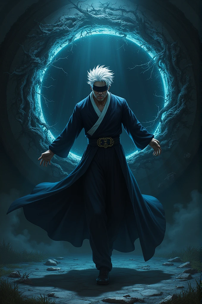 Gojo Satoru being pulled in a dark portal - SeaArt AI