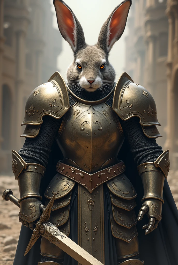 Rabbit armor knight muscle - SeaArt AI