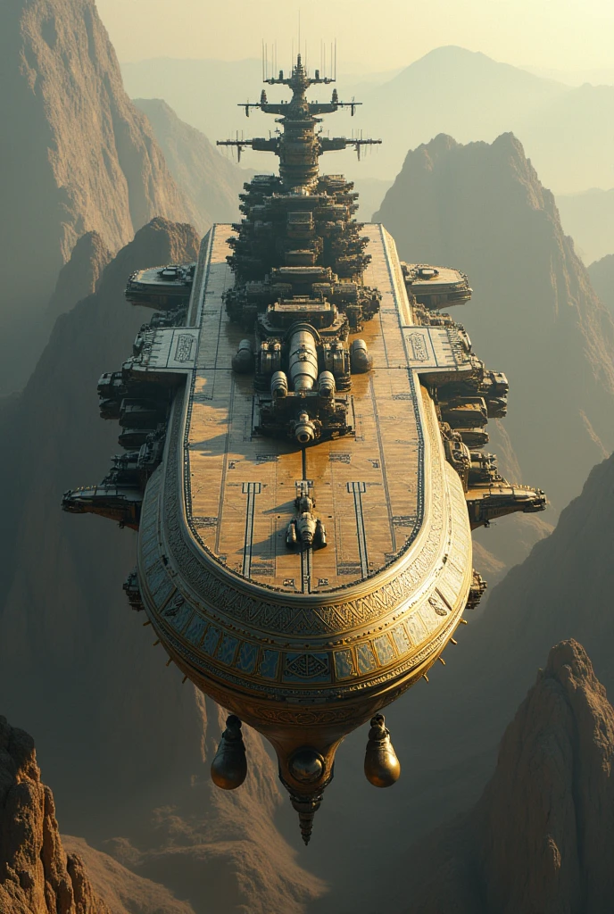 Large engine, Large Dieselpunk Airship Aircraft Carrier、Flying air ...