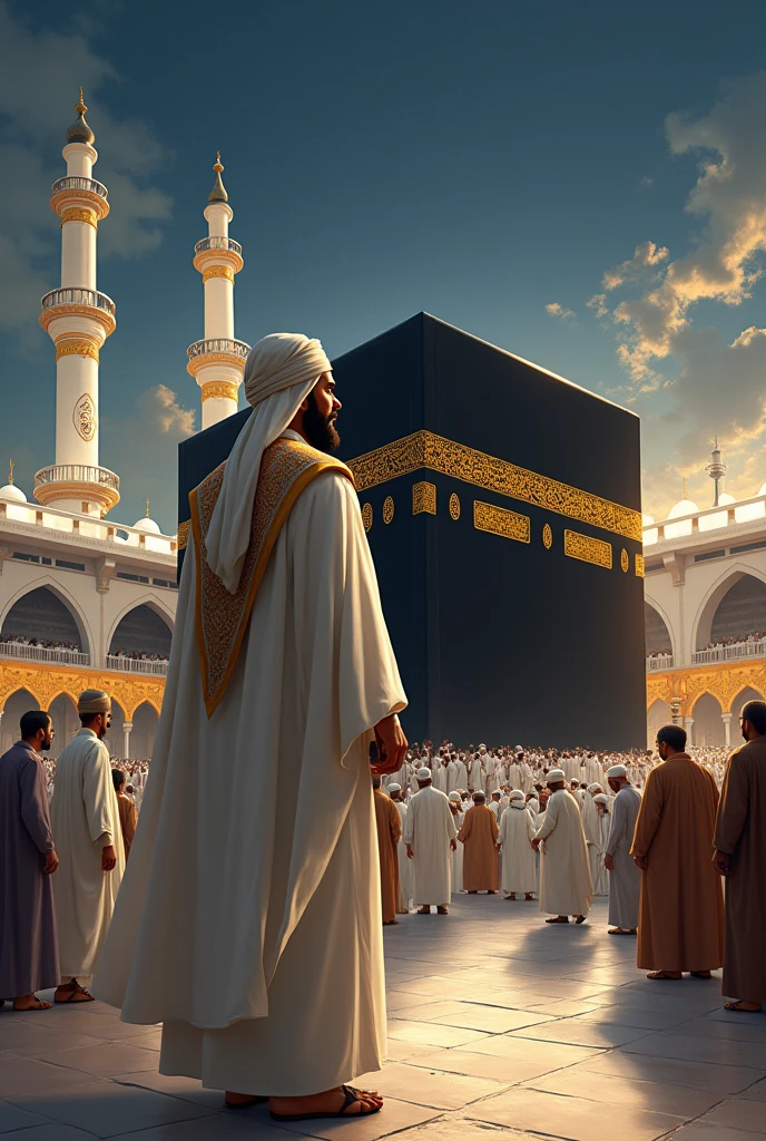 A scene depicting Prophet Muhammad (PBUH) preparing for the Isra and Mi ...