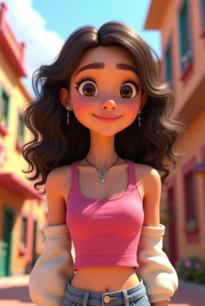 Create a Disney Pixar 3D style animation. The character is a woman with ...