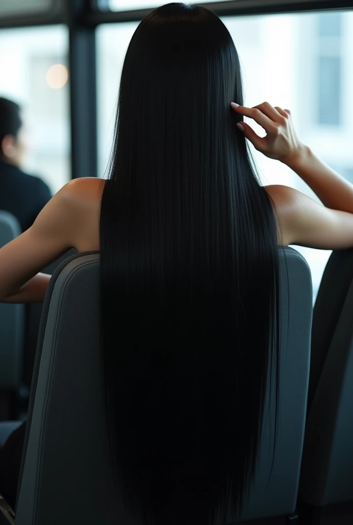 8k Rear view thin 7Head and Body Ultra HD She slicked back her dark ...