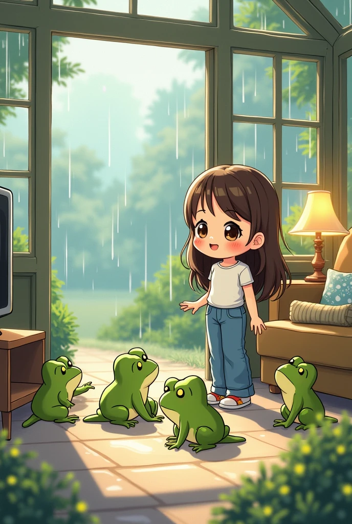 Drawing of cute frogs playing with girl ( cute and adorable drawing on ...