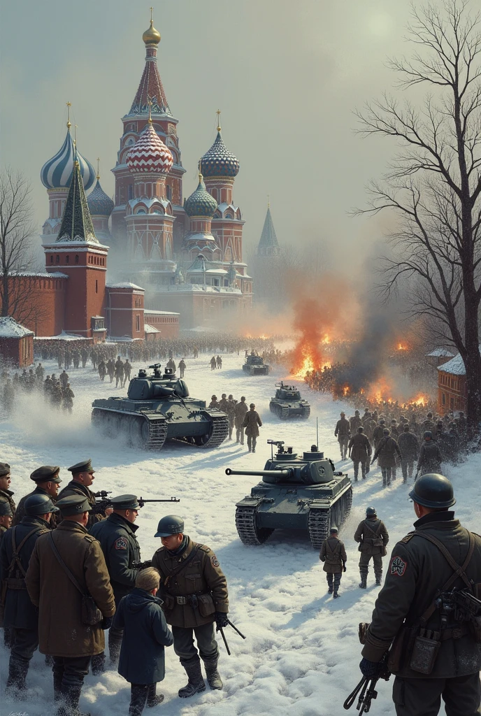 Create the image of the Battle of Moscow during ww2 - SeaArt AI