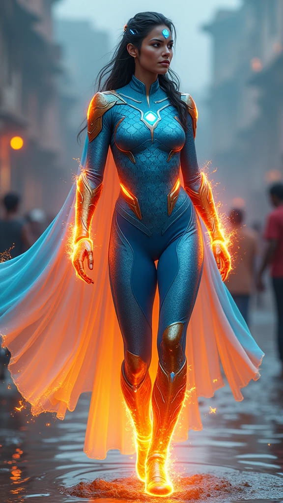 A mid 28 indian superhero wearing costume is a striking blend of deep ...