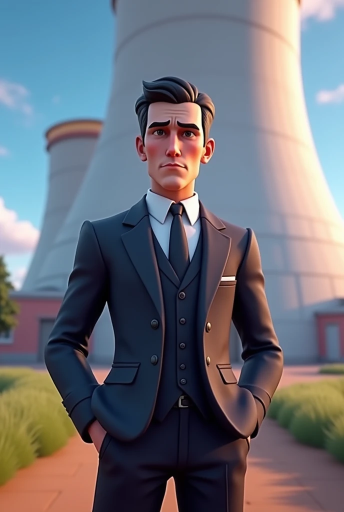 A cartoon character in fortnite style, similar to Nikola tesla from the ...