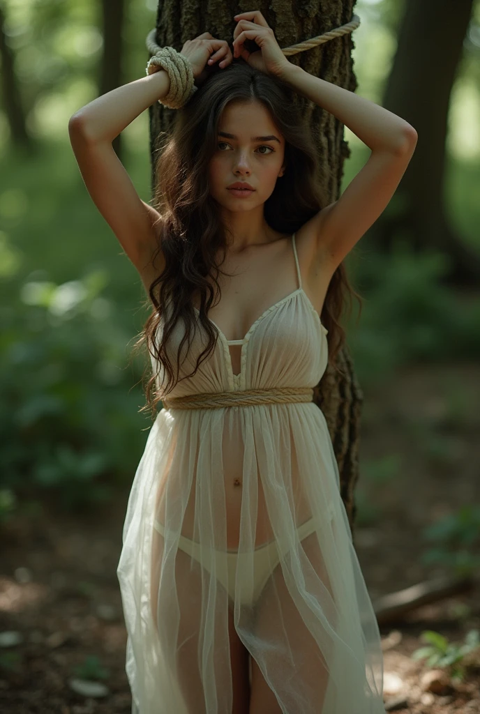 Gorgeous stunning petit slender French 16yo girl in diaphanous dress - SeaArt AI