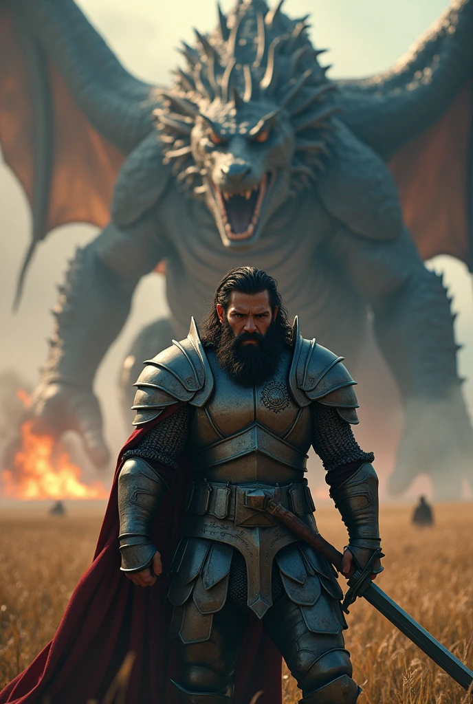 Beowulf with his full team prepared to fight the fearsome dragon ...