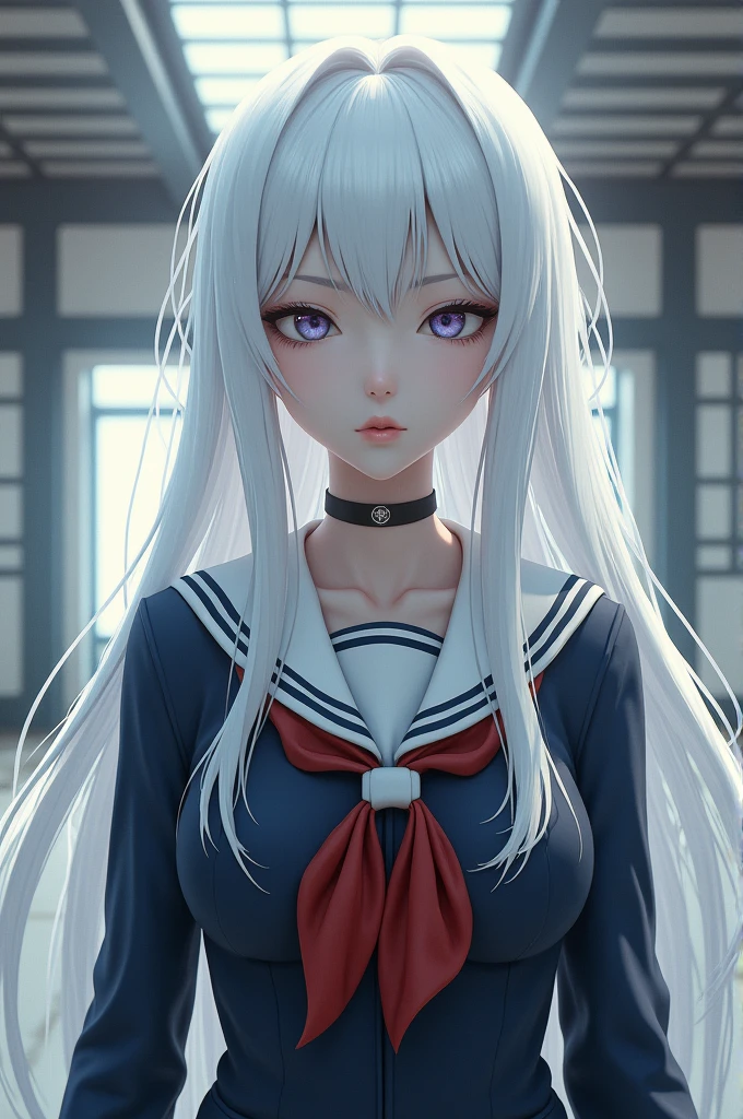 Futanari white haired with school suit - SeaArt AI