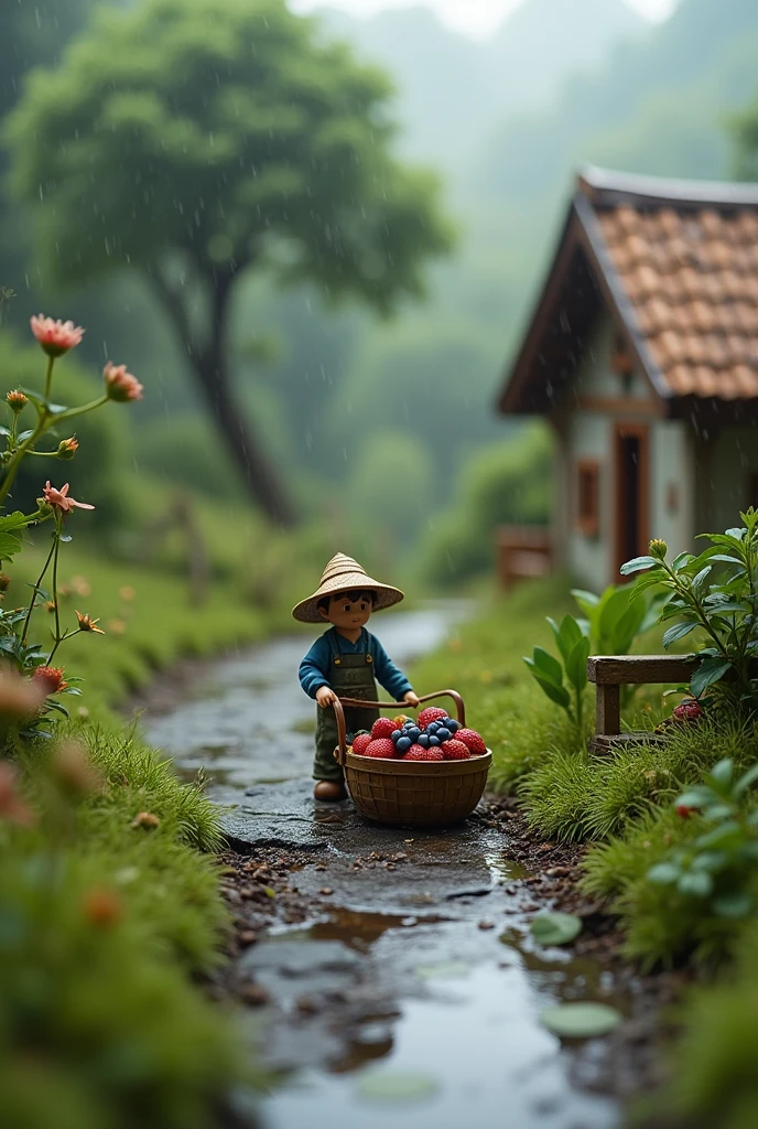 Mini_world,Miniature food photography,rainning day, On a microcosm of ...