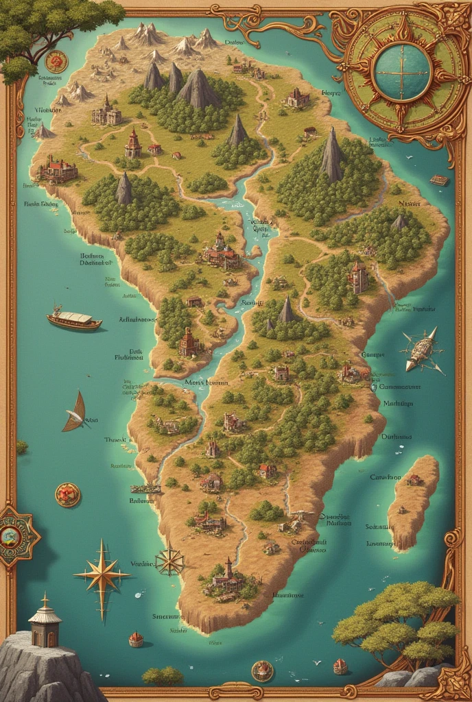 Description of the Map of Celestia:** 1. **Corsta Leste - SeaArt AI
