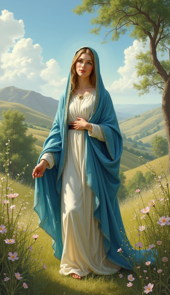 Beautiful young virgin Mary, Spring in Ancient Judea - SeaArt AI