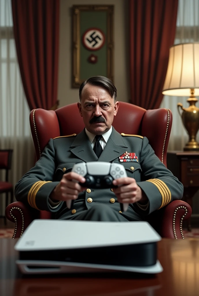 Hitler playing Playstation 5 - SeaArt AI