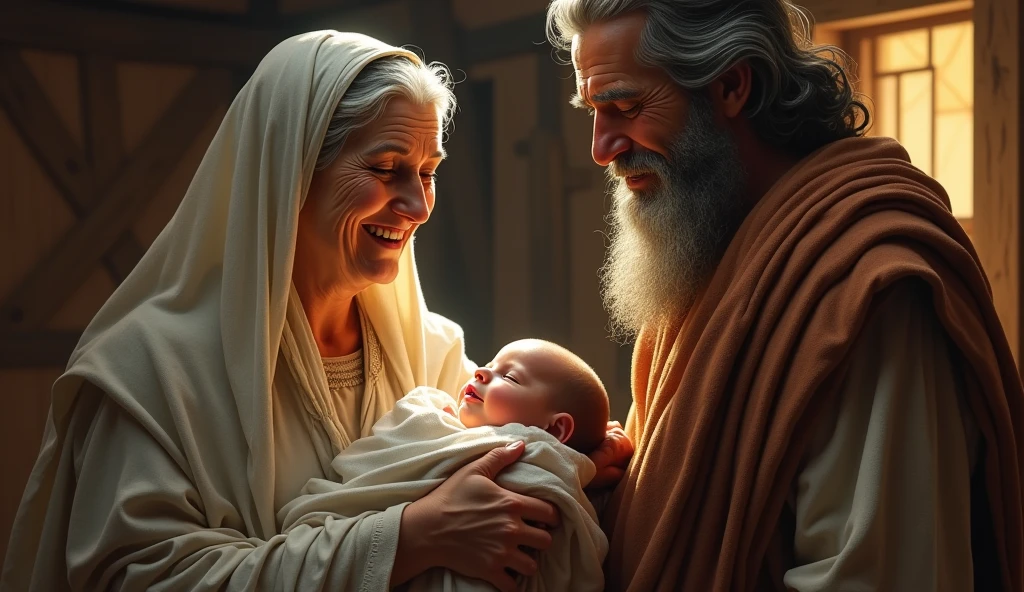 Sarah becomes pregnant and gives birth to a son, who is named Isaac - SeaArt AI