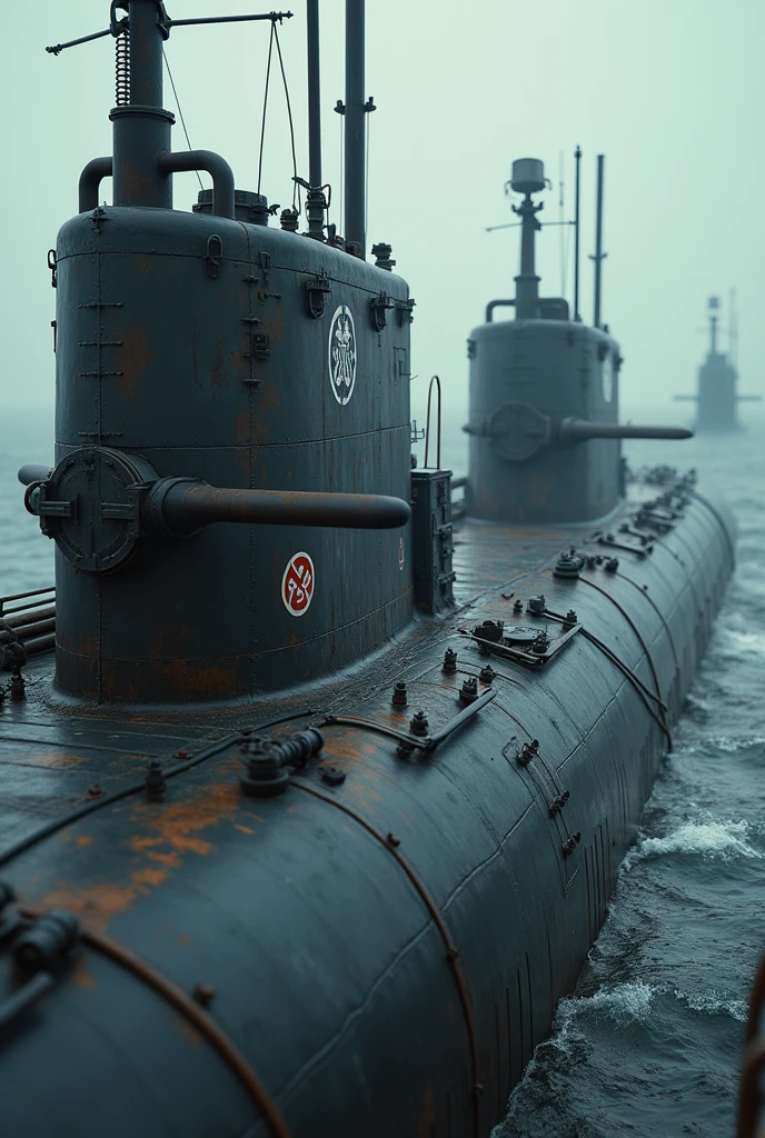 German Type VII submarine fleet, Anchored，Prepare to deploy, With Navy ...