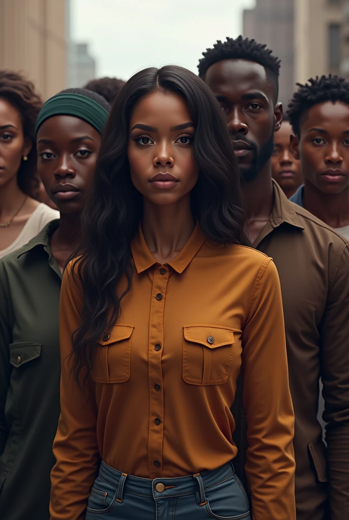 Black men,youths and women stand together - SeaArt AI