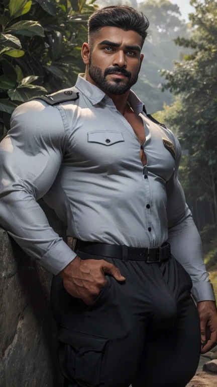 30 years old indian commando in commando uniform with holding a big ...