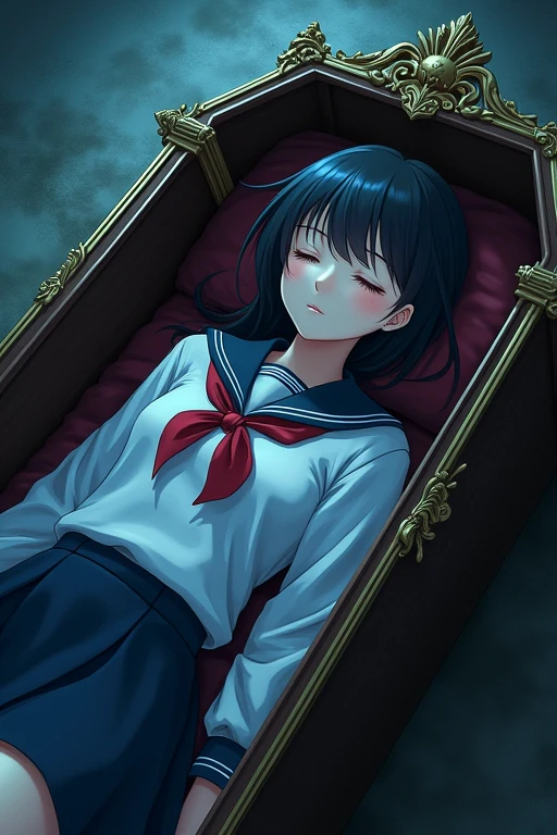 High School Girl Coffin Anime Style Seaart Ai