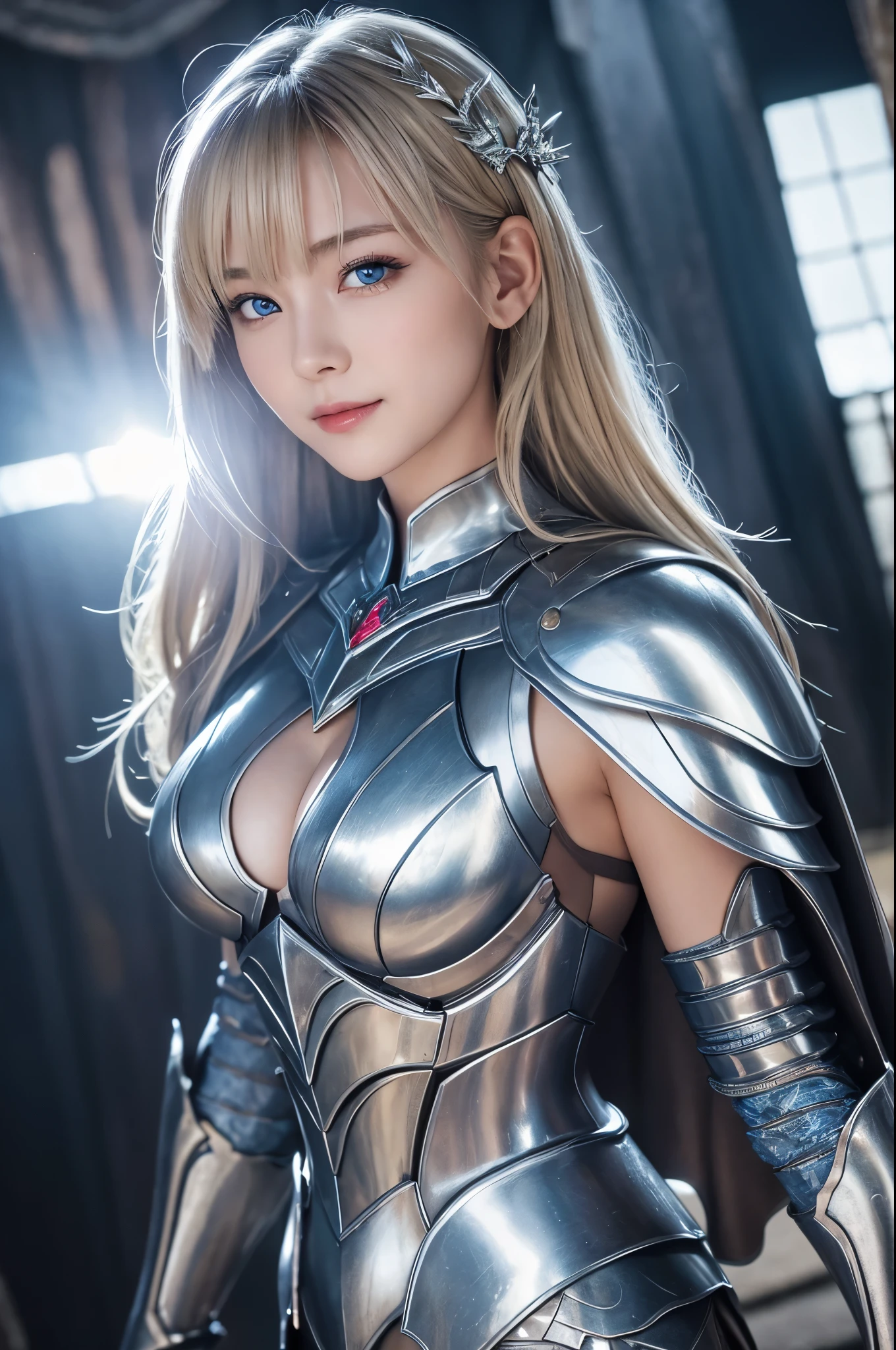 A woman in a silver suit posing for a picture - SeaArt AI