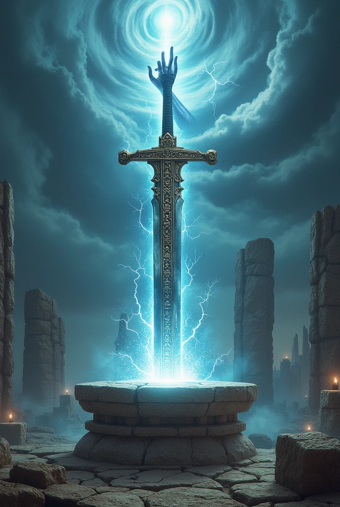 Create a hyper-realistic representation of the Ace of Swords from the ...