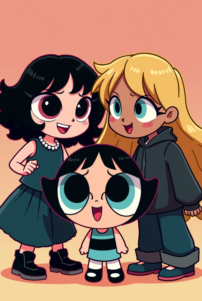 Illustration of three girls in the style of the Powerpuff Girls - SeaArt AI