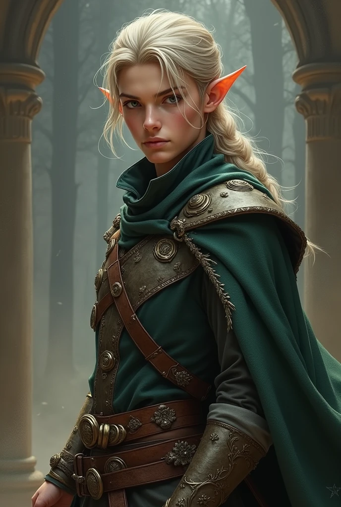 (medieval design for RPG) make a rogue elf with a beautiful appearance ...