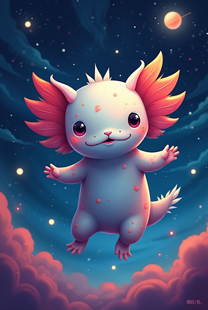 A drawing of a space axolotl - SeaArt AI