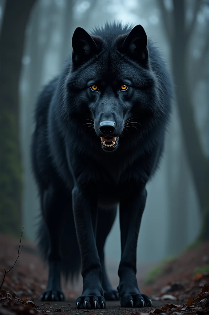 Generates a wolf with a totally black wolf BLACK WOLF - SeaArt AI