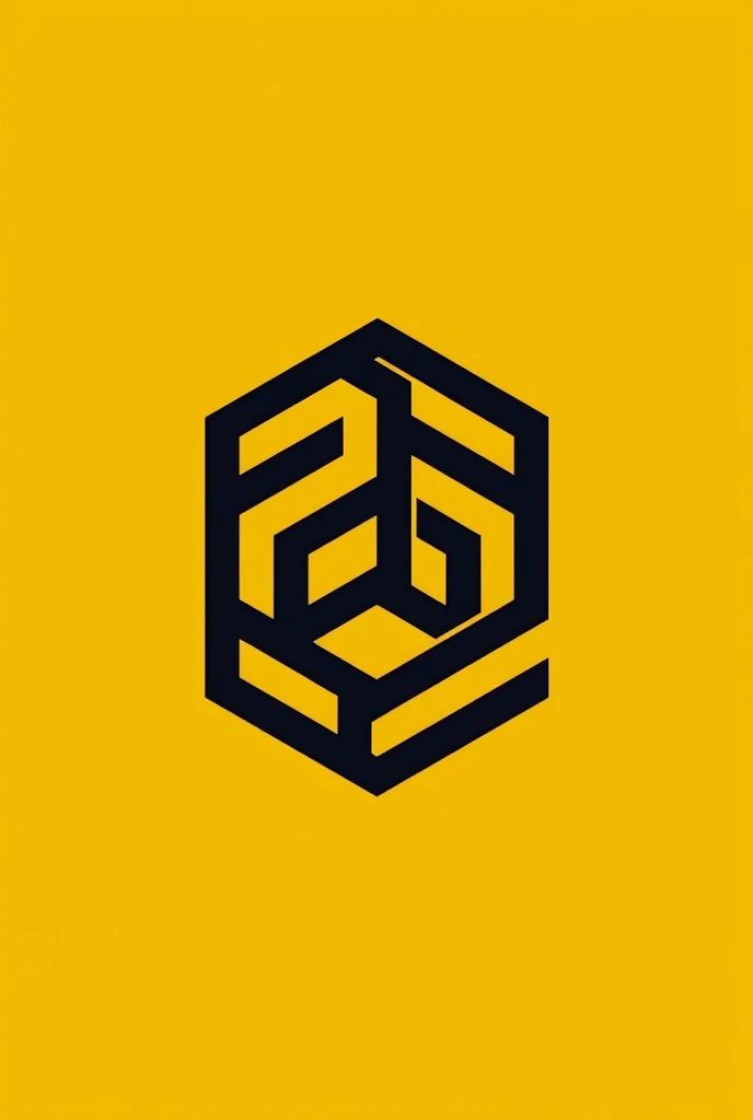Logo with vectors, inside an octagon with yellow and black colors ...