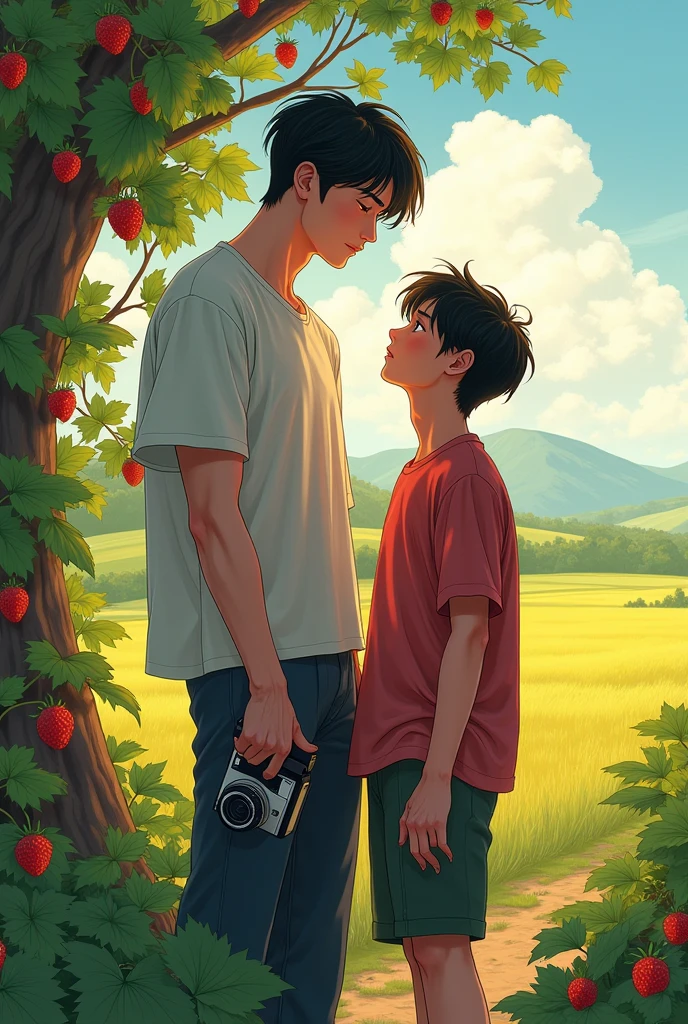 Drawing of two adult and sexy Manhwa-type boys, one tall and dominant ...