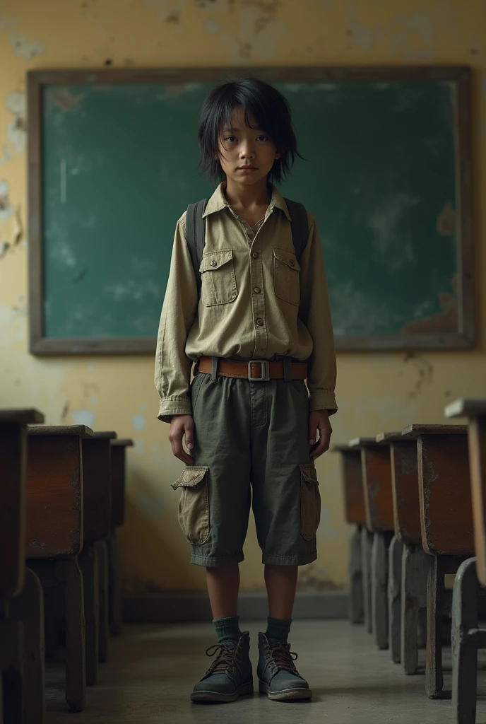 A poor student standing in class - SeaArt AI