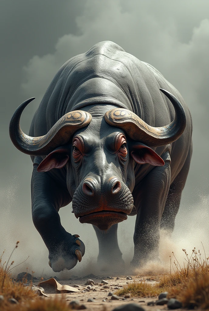 The hybrid of the hippo and cape buffalo combines the hippo’s massive ...