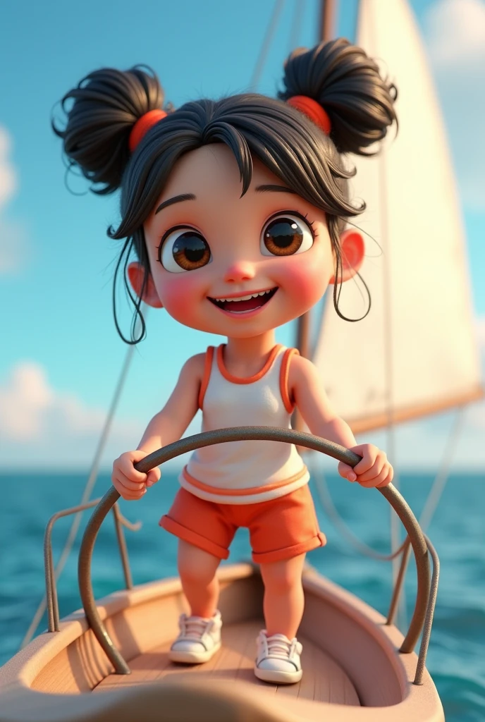 A highly detailed and realistic 3D character with large, expressive ...