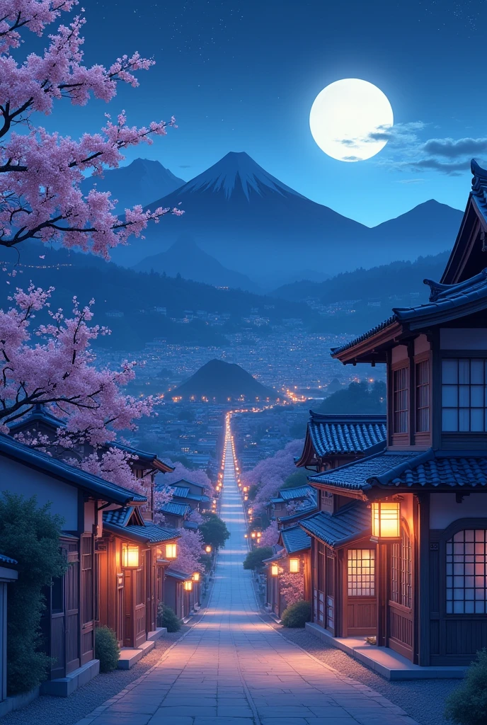 Beautiful anime illustration of night view in Japan - SeaArt AI