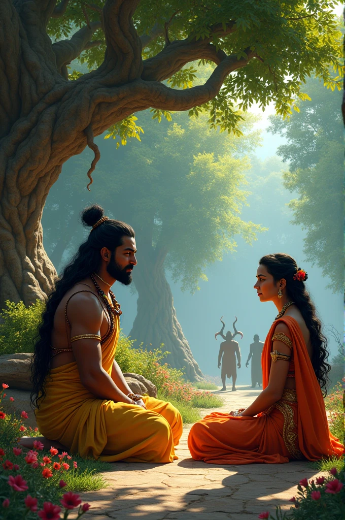 Sita, sitting under the Ashoka tree, speaks to Ravana with a determined ...