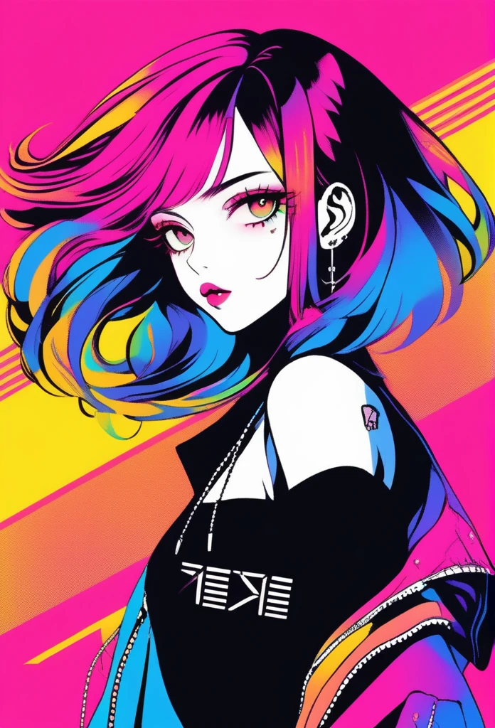 ((illustrator)), flat color, anime style, sketch, 1girl,rockstar ...